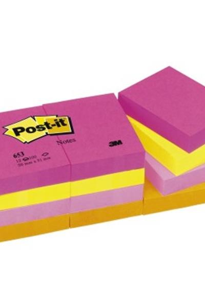 3M 653-Tfen Post-It Enerjik Renkler 38X51 Mm 12 Li