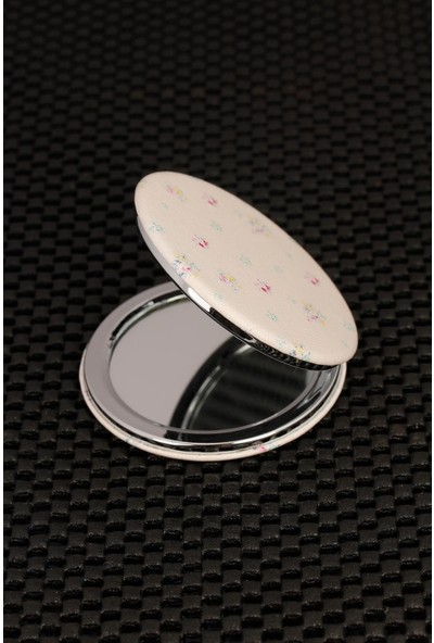 Çınar E-Ticaret Krem Renk Desenli Cep Aynası