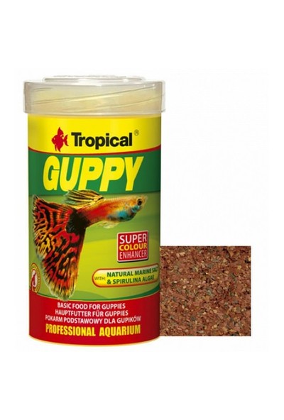 Tropical 77053 Guppy ( Lepistesler İçin Pul Yem ) 20 Gr. 100 Ml. Tropical 77053 Guppy ( Lepistesler İçin Pul Yem ) 20 Gr. 100 Ml.