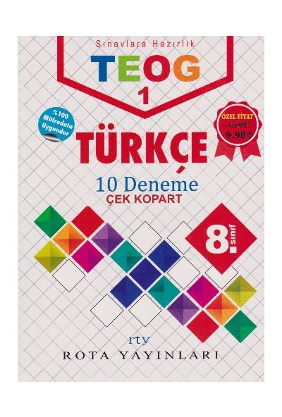 Rty Rota Yayınları 8. Sınıf Teog 1 Türkçe 10 Deneme Çek Kopart Rty Rota Yayınları 8. Sınıf Teog 1 Türkçe 10 Deneme Çek Kopart