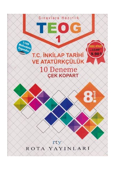 Rty Rota Yayınları 8. Sınıf Teog 1 T.C. İnkılap Tarihi Ve Atatürkçülük 10 Deneme Çek Kopart Rty Rota Yayınları 8. Sınıf Teog 1 T.C. İnkılap Tarihi Ve Atatürkçülük 10 Deneme Çek Kopart