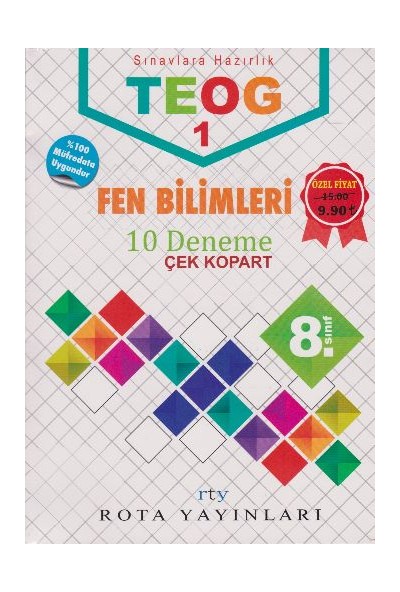 Rty Rota Yayınları 8. Sınıf Teog 1 Fen Bilimleri 10 Deneme Çek Kopart Rty Rota Yayınları 8. Sınıf Teog 1 Fen Bilimleri 10 Deneme Çek Kopart