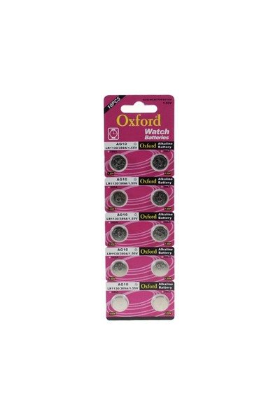 Oxford Ag10 Lr1130 389 Alkaline Düğme Pil 10 Adet Oxford Ag10 Lr1130 389 Alkaline Düğme Pil 10 Adet