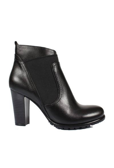 Venüs 281848 Siyah Hakiki Deri Lastikli Kışlık Bayan Bot