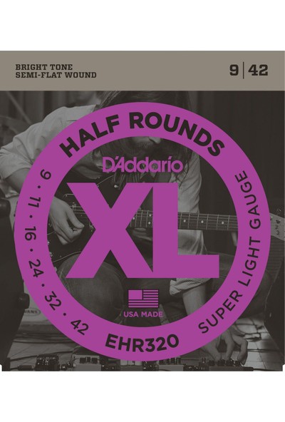 D'Addario EHR320 Half Round Elektro Gitar Teli (9-42) D'Addario EHR320 Half Round Elektro Gitar Teli (9-42)