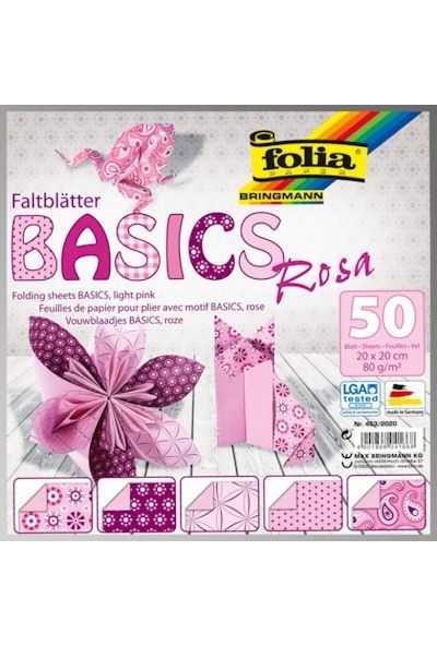 Folia Origami Kağıdı 5 Desen 50 Adet Kağıt Pembe 20 X 20 cm
