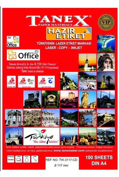 Tanex Tw-2041 Cd Etiketi 100 Sayfa 200 Etiket Tanex Tw-2041 Cd Etiketi 100 Sayfa 200 Etiket