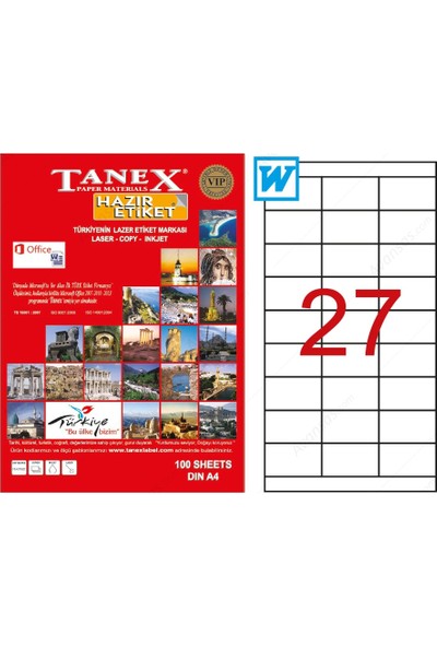 Tanex Tw-2327 70 Mm X 30 Mm 100 Sayfa Lazer