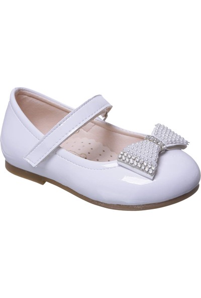 Sanbe Cırtlı Kız Babet Ayakkabı Beyaz