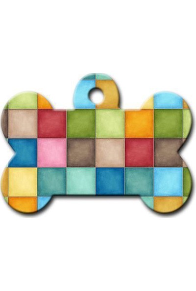 Dalis Pet Tag - Kare Desenli Kemik Köpek Künyesi