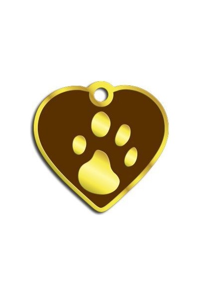 Dalis Pet Tag - Kalp Şeklinde 24 Ayar Altın Kaplama Küçük Köpek Ve Kedi Künyesi (Kahverengi)