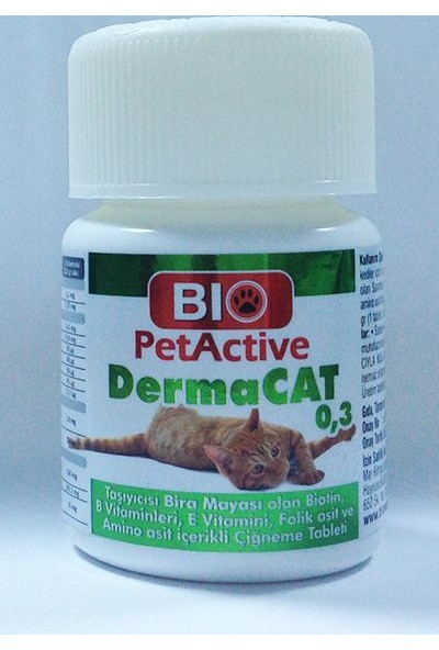Pet Active Dermacat Kediler İçin Sarmısaklı Maya Tableti 75 Adet Pet Active Dermacat Kediler İçin Sarmısaklı Maya Tableti 75 Adet