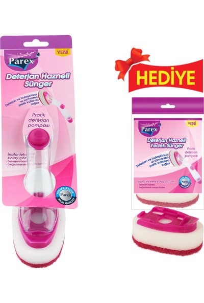 Parex Deterjan Hazneli Bulaşık Süngeri Yedek Hediyeli Parex Deterjan Hazneli Bulaşık Süngeri Yedek Hediyeli