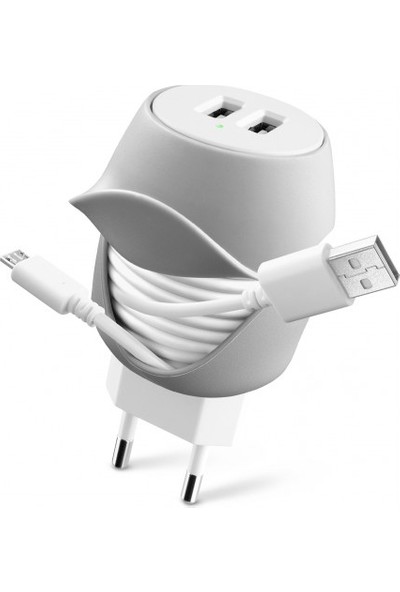 Cellular Line Twister Micro Usb Seyahat Şarjı 2.1A (Kablo + Çift Çıkışlı Adaptör) Beyaz Cellular Line Twister Micro Usb Seyahat Şarjı 2.1A (Kablo + Çift Çıkışlı Adaptör) Beyaz