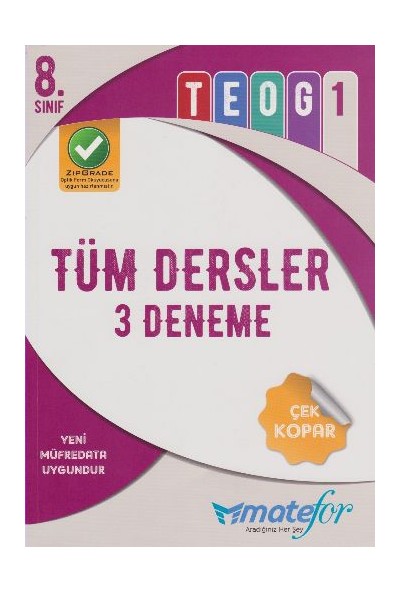 Matefor Yayınları 8. Sınıf Teog 1 Tüm Dersler 3 Deneme Matefor Yayınları 8. Sınıf Teog 1 Tüm Dersler 3 Deneme