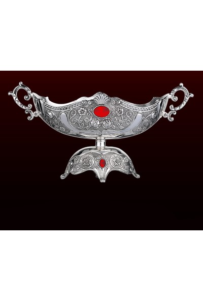Gümüş Gondol Kırmızı Taşlı Kararmaz 7001M-15St-Kr