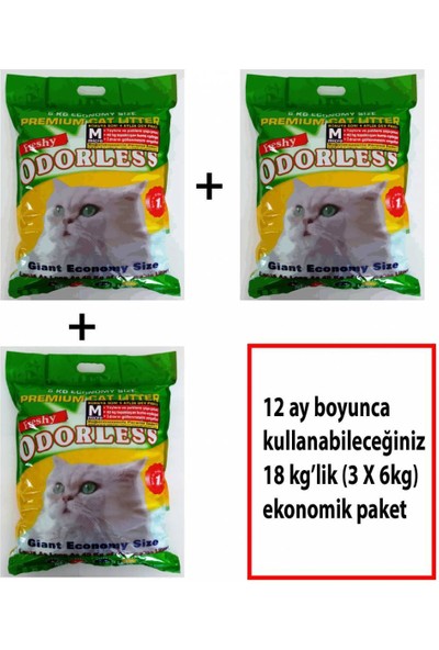 ODORLESS Micro Kedi Kumu Yıllık Paket 3 X 6 kg ODORLESS Micro Kedi Kumu Yıllık Paket 3 X 6 kg