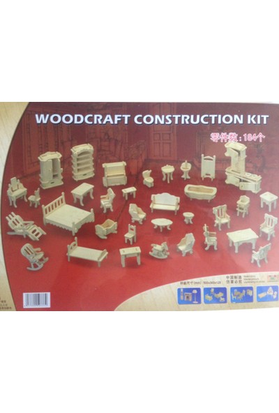Woodcraft Minyatür Ahşap Ev Eşyaları Maketi 170 Parça Woodcraft Minyatür Ahşap Ev Eşyaları Maketi 170 Parça