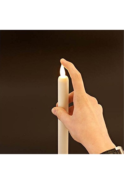 Tvshopmarket 2 Li Krem Led Şamdan Mum Hareketli Alev