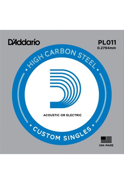 Daddario Pl011 Elektro Tek Tel Plain Steel 011