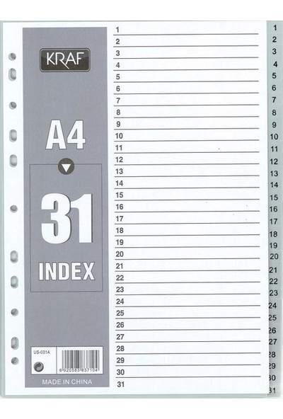 Kraf 1031 Separatör 1-31 Rakam Kraf 1031 Separatör 1-31 Rakam
