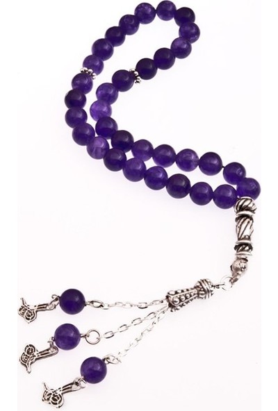 Else Silver Gümüş Kaplama Mor Yeşim Tesbih