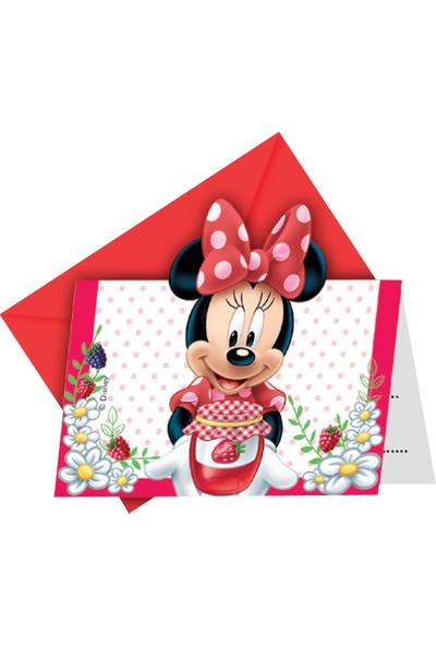 KullanAtMarket Minnie Çilek Davetiye - 6 Adet