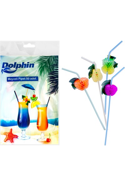 KullanAtMarket Dolphin Meyveli Pipet - 50 Adet