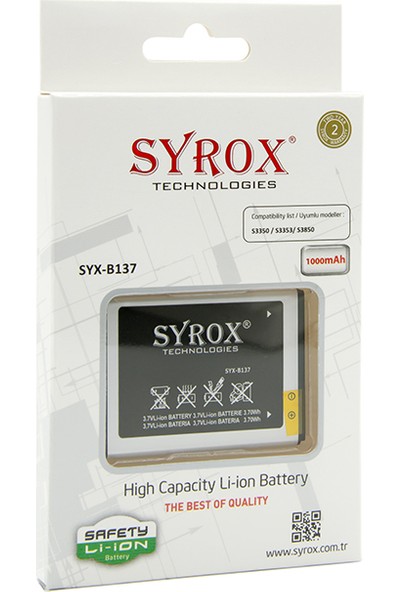 Syrox Samsung S3350/S3353/S3850 Batarya
