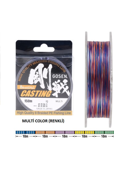 Gosen W-8 Pe Casting 8 Kat Renkli Örgü Misina Pe 1,2 / 0,187 Mm Gosen W-8 Pe Casting 8 Kat Renkli Örgü Misina Pe 1,2 / 0,187 Mm