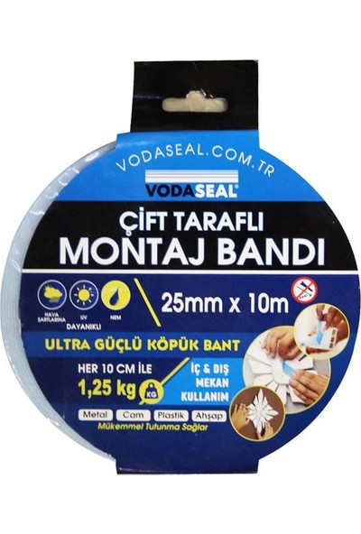 Vodaseal Cıft Taraflı Kopuk Bant 25Mmx10Mt (Pe) Vodaseal Cıft Taraflı Kopuk Bant 25Mmx10Mt (Pe)