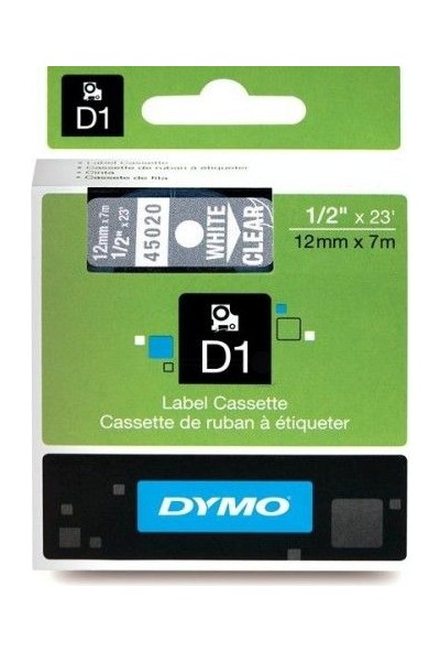 Dymo Şerit D1 12Mmx7Mt Şeffaf/Beyaz 720600 45020