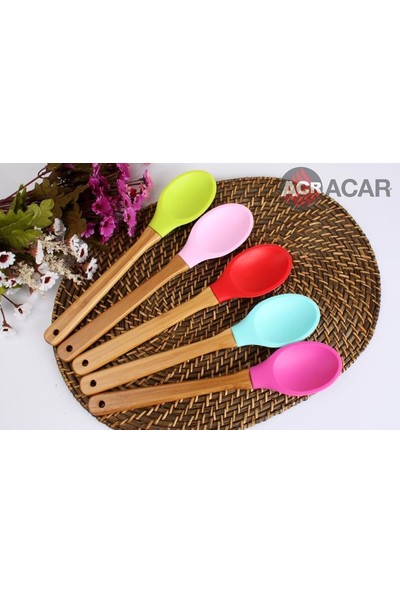 Acar Ahşap Saplı Silikon Servis Kaşık Tekli