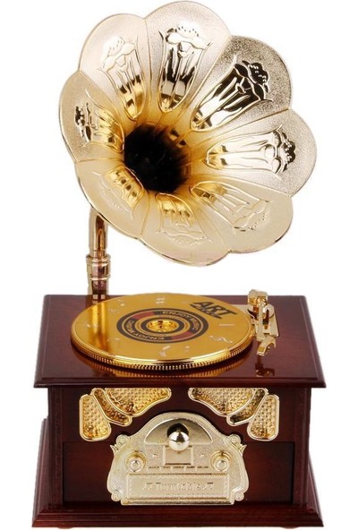 Pratik Gramofon Müzik Kutusu Kahverengi Pratik Gramofon Müzik Kutusu Kahverengi