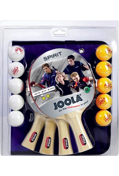 Joola Family Spirit Masa Tenisi Raket Seti 4 Raket + 5 Sarı Top+ 5 Beyaz Top Joola Family Spirit Masa Tenisi Raket Seti 4 Raket + 5 Sarı Top+ 5 Beyaz Top