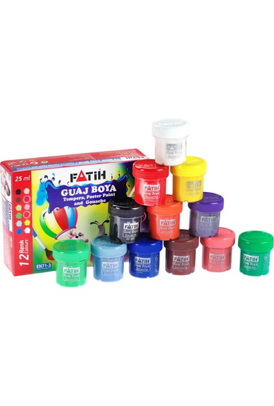 Fatih 12 Renk Guaj Boya (12*25=300gr.) Fatih 12 Renk Guaj Boya (12*25=300gr.)
