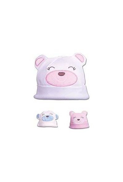 Sevi Bebe Ayıcıklı Şapka - Beyaz Pembe / 40