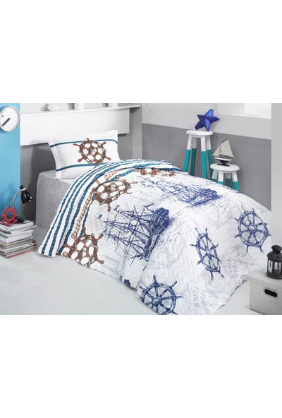 Clasy Marine Kapitoneli Hermevsim Set Tek Kişilik Mavi