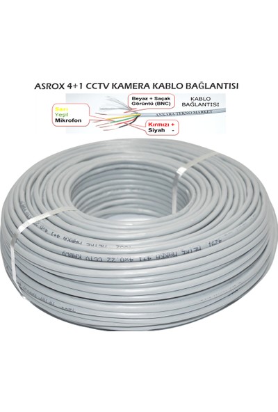 Asrox 4+1 CCTV Kamera Kablosu 100 Metre