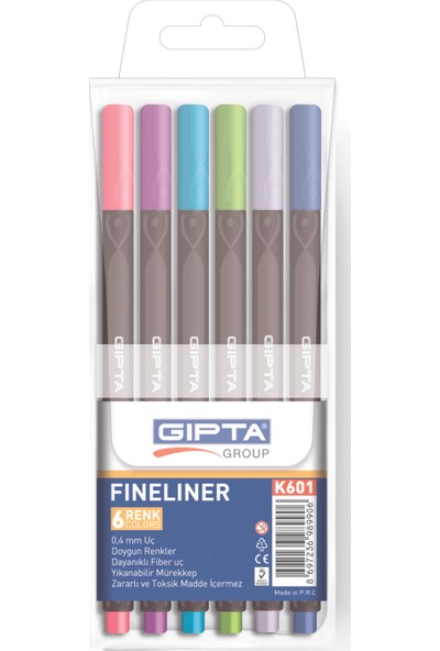 Gıpta Fineliner Kalem 0,4 Mm - Pvc Blister - Üçgen-6 Renk Gıpta Fineliner Kalem 0,4 Mm - Pvc Blister - Üçgen-6 Renk