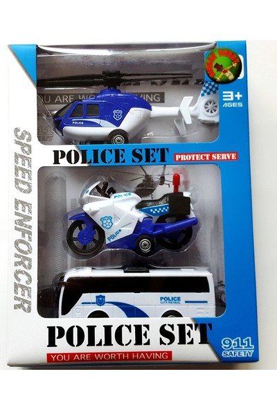 Toy Car Polis Araç Seti 3 Adet Çek Bırak Araç Set 1