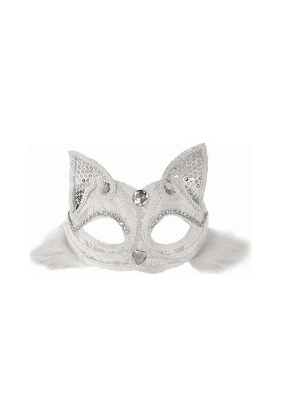 Partistok Dantelli Kedi Maskesi Beyaz