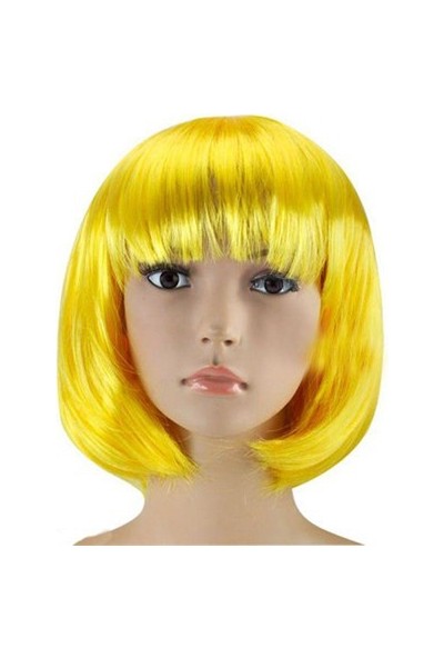 Partistok Sarı Peruk Küt Saç Partistok Sarı Peruk Küt Saç