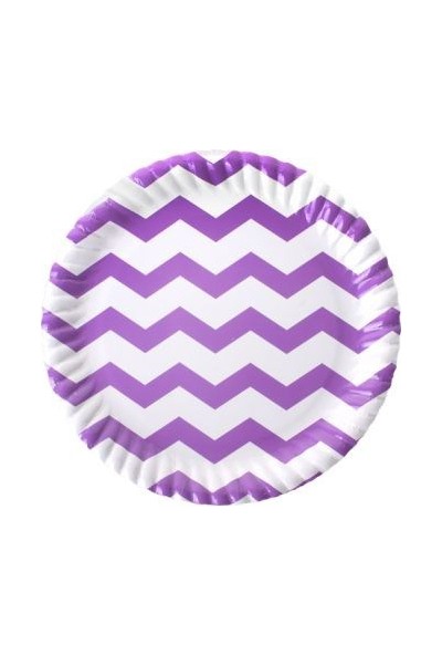 Partistok Lila Zigzag Karton Tabak 8'li