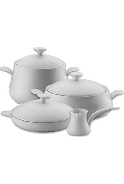 Kütahya Porflame 8 Parça Porselen Tencere Takımı Büyük Boy