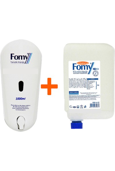 Fomy 1000 ml Antibakteriyel Köpük Sabun Kartuş 12 li Eko Paket + Fomy Dispenser Fomy 1000 ml Antibakteriyel Köpük Sabun Kartuş 12 li Eko Paket + Fomy Dispenser