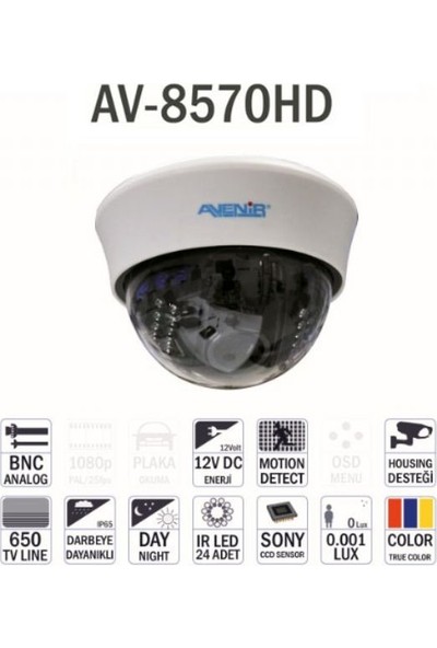 Avenir Av-8570Hd Hd Dijital Renkli Ccd Dome Kamera Avenir Av-8570Hd Hd Dijital Renkli Ccd Dome Kamera