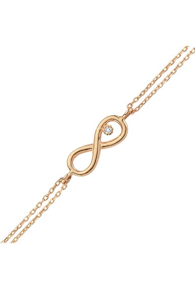 Altınsepeti Rose Altın Tektaşlı Sonsuzluk Bileklik As217Blr2