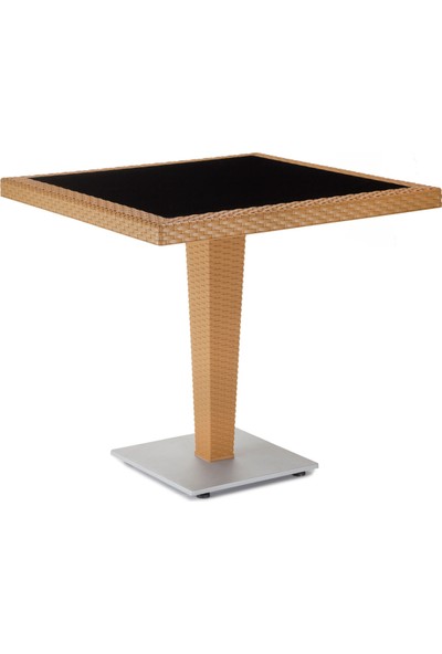 Tilia Antares Rattan Cam Tablalı Alüminyum Ayaklı Kare Masa 80 x 80 - Ahşap Rengi Tilia Antares Rattan Cam Tablalı Alüminyum Ayaklı Kare Masa 80 x 80 - Ahşap Rengi
