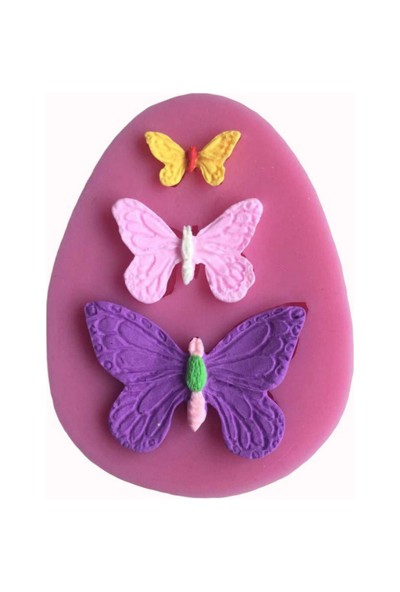 Pasta Mağaza 3 Lü Kelebekler Silikon,Mum,Kokulu Taş Kalıbı
